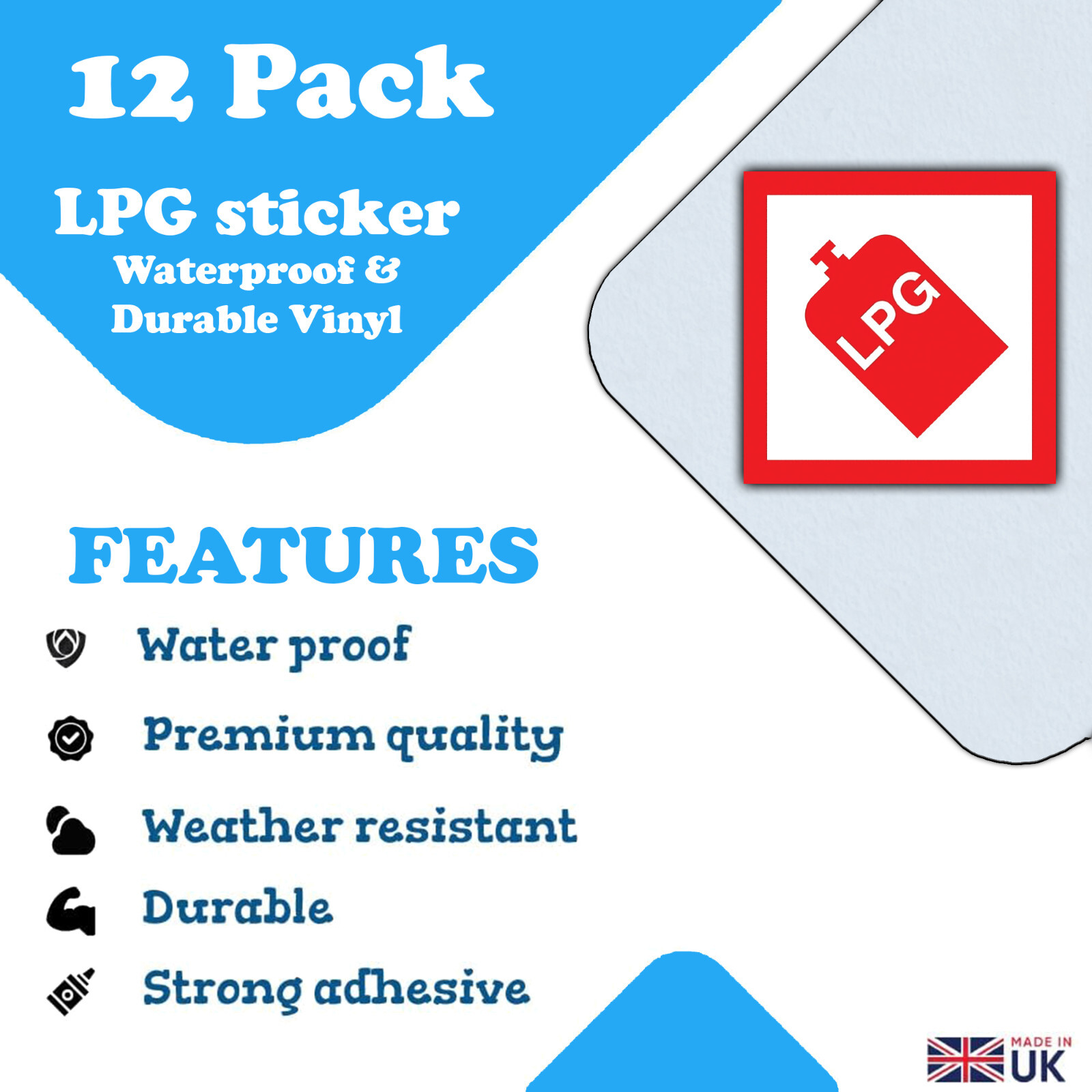 LPG Warning Stickers - 100mm Sq - Motorhome, Caravan, Camper - LPG GAS ...