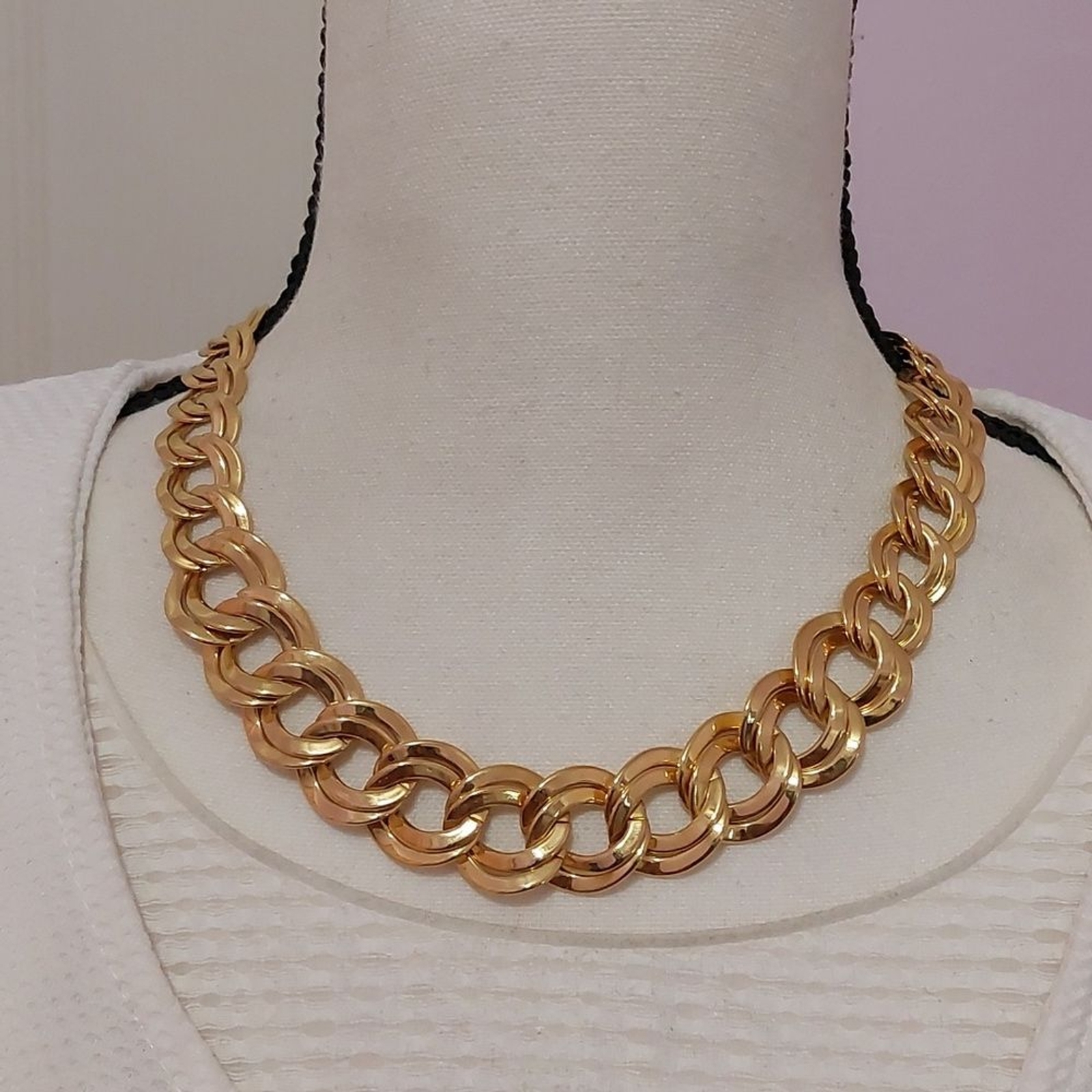 Vintage Graduated Double Links Curved Chain Gold Tone… - Gem