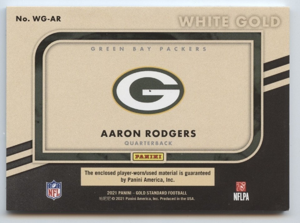1/1 AARON RODGERS WHITE GOLD PREMIUM LAUNDRY TAG PATCH 2021 STANDARD ...