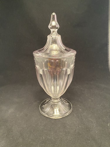 Heisey Recessed Panel Clear Glass Candy Jar Line 465 Lidded Apothecary ...