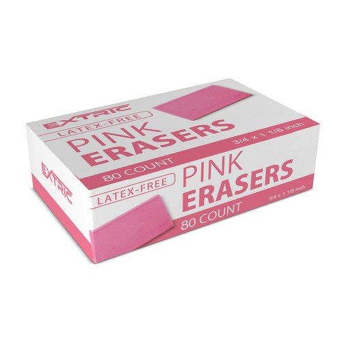 Pink Erasers, 80 Count, Latex Free Eraser for Kids, Square Eraser ...