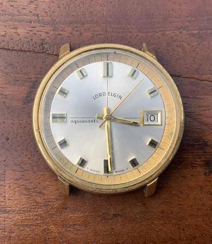 Vintage Lord Elgin Aquamaster Mens Watch Gold Bezel 35mm Automatic Swiss Made | eBay
