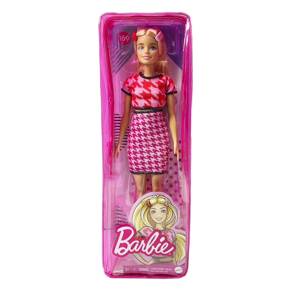 NEW BARBIE MATTEL FASHIONISTAS #169 PINK HOUNDSTOOTH TOP & SKIRT POP ...