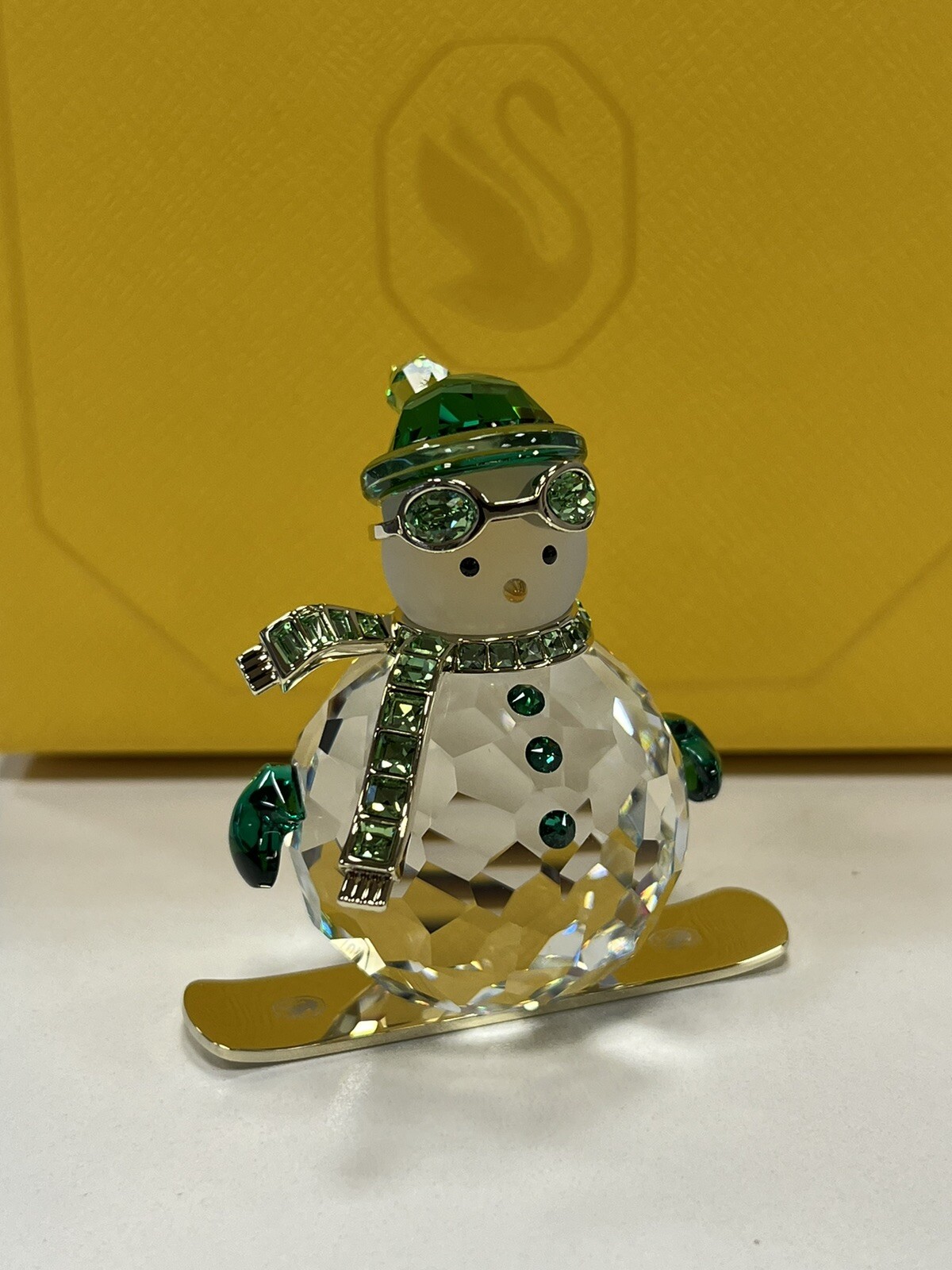 Swarovski Crystal HOLIDAY CHEERS Dulcis Snowman Green Figurine 5687168 ...