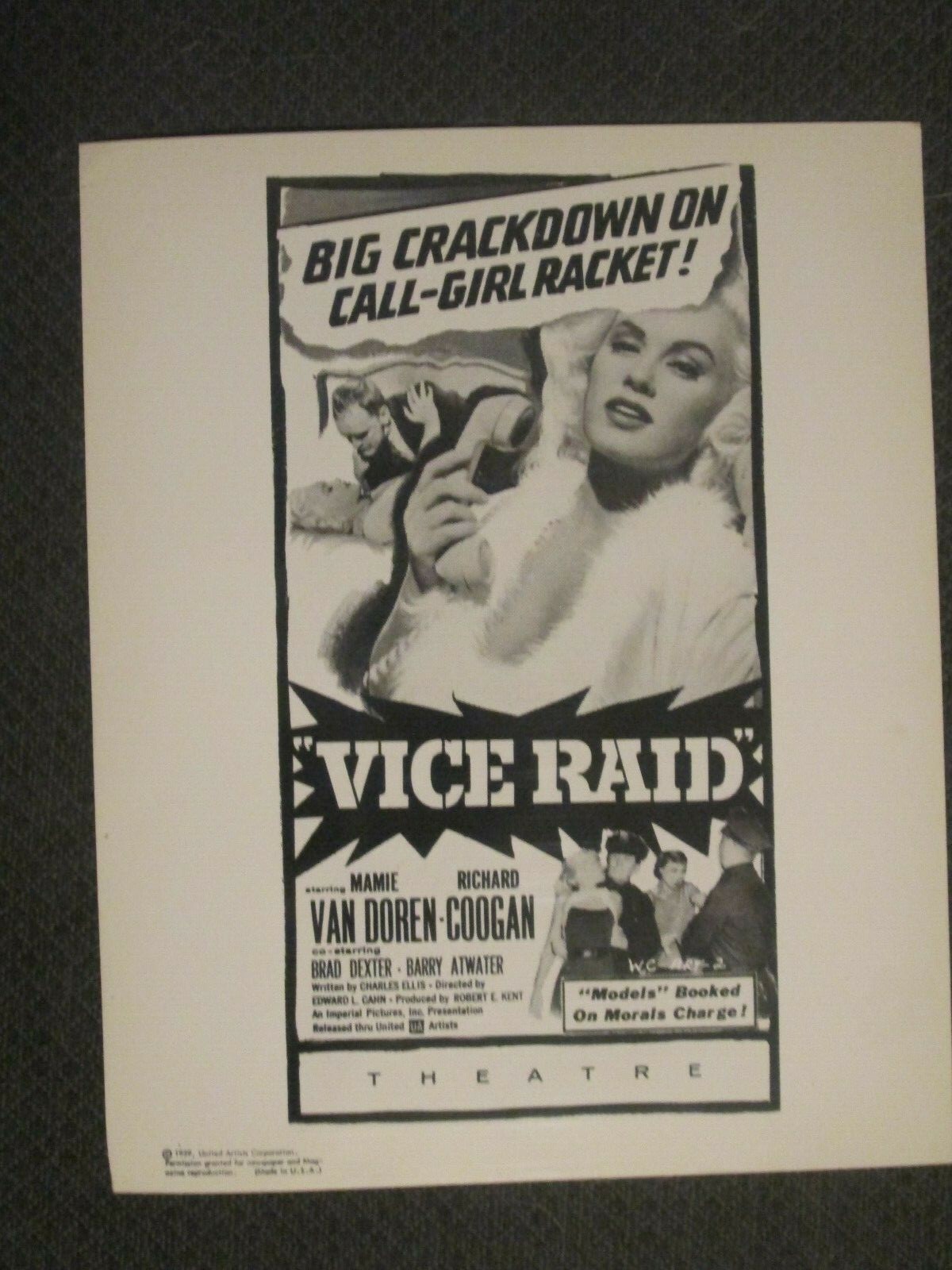 Vice Raid - Original Art Movie Photo - Mamie Van Doren | eBay