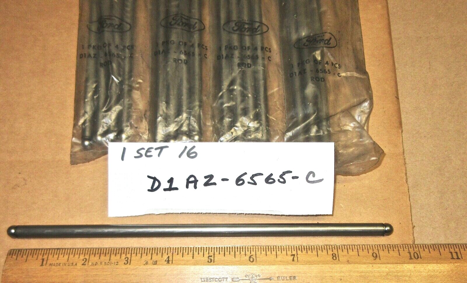 NOS Ford D1AZ-6565-C set 16 push rods 1975-1981 351M, 400 engine .060US ...