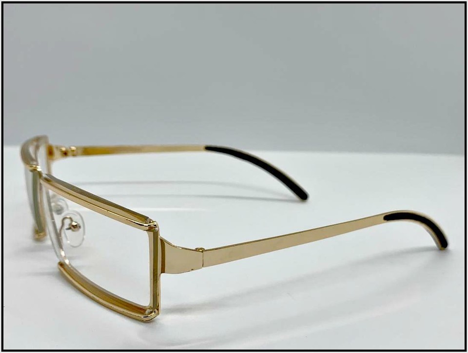 Men's Classy Elegant Sophisticated Clear Lens EYE GLASSES Sleek Gold ...