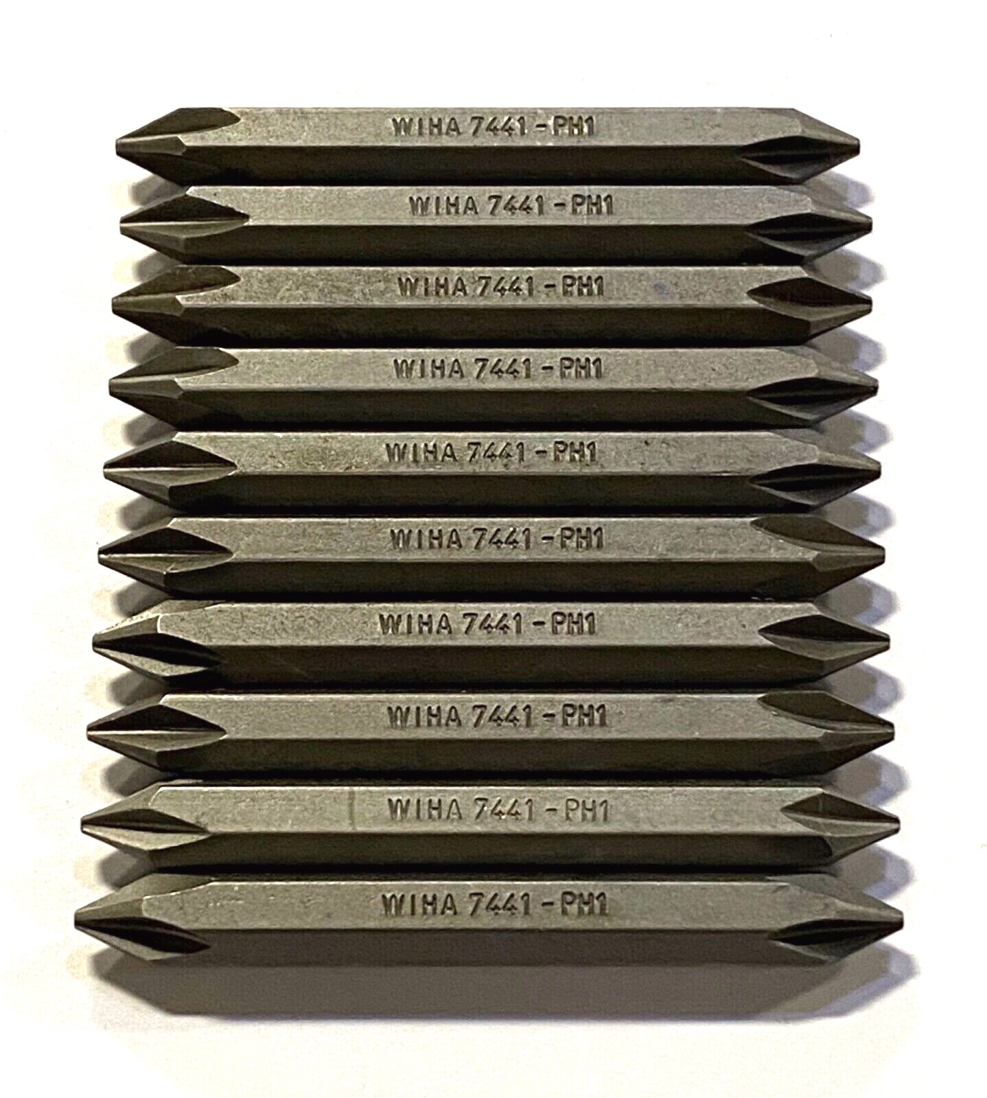 Wiha #1 x 60mm Phillips Double Ended Bit Impact Resistant 1/4" Hex ...