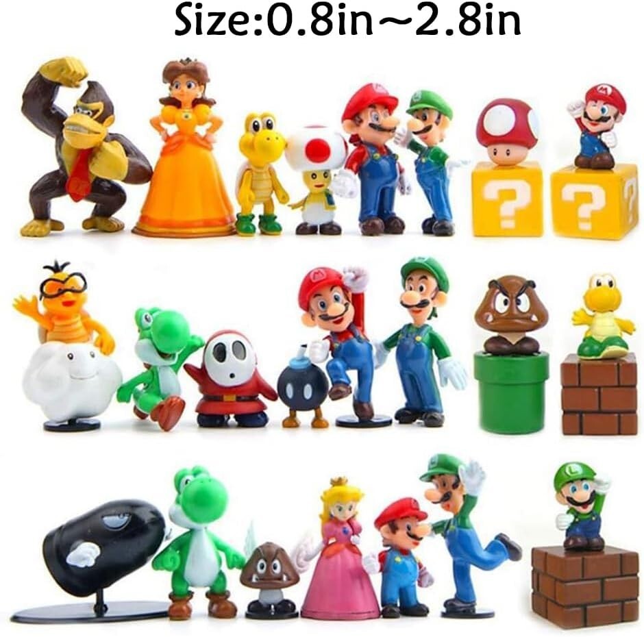28Pcs Super Mario Bros Toy Mini Action Figures Super Mary Princess ...