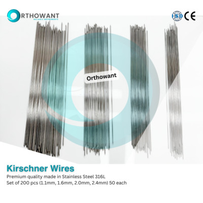 K-Wires Orthopedic Kirschner Wires Pins 200 Pcs Size 1.1mm, 1.6mm, 2 ...