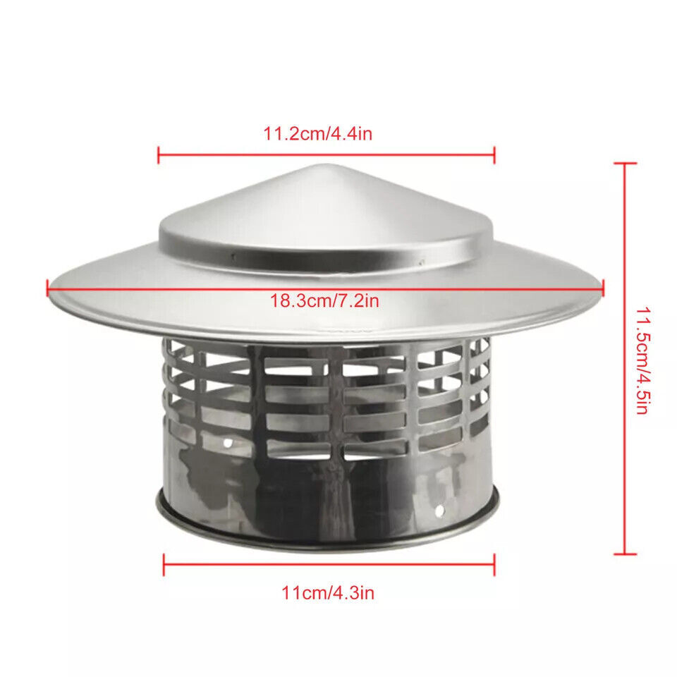 75mm-200mm Fireplace Chimney Caps Roof Cowl Metal Top Hat Flue Rain Cap ...