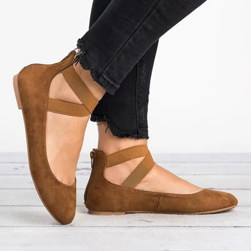 Womens Comfy Strap Round Toe Flats Ballet Loafers Casual Dolly ...