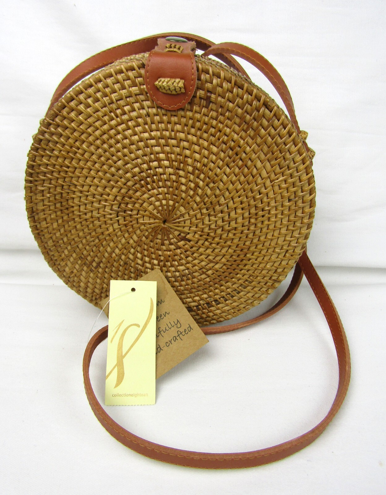 Collection 18 Rattan Round Crossbody Bag Natural Handwoven Spring Fall ...
