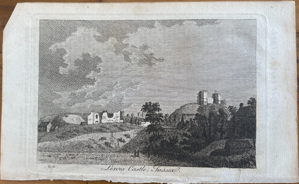 ANTIQUE PRINT LEWES CASTLE SUSSEX C1780 PUB. GENTLEMANS MAGAZINE | eBay