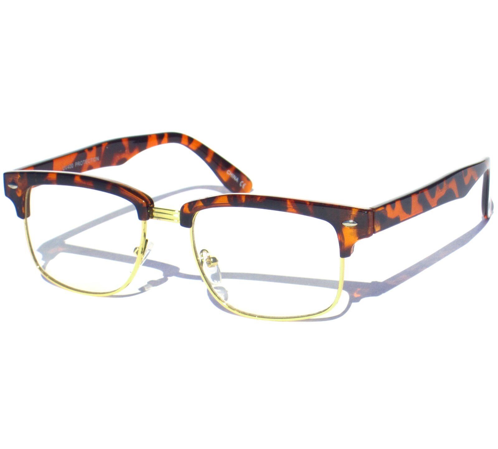 Square Half Frame Brow Line Classic Clear Lens Glasses Vintage Style ...