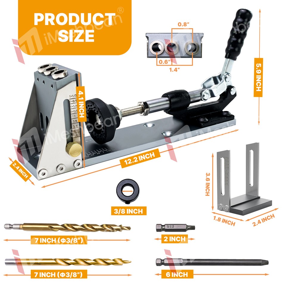 Pocket Hole Jig Kit Joinery Pocket Hole Drill Guide Jig Woodworking ...