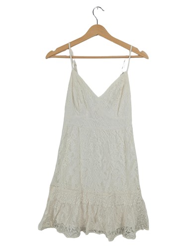 Hollister Robe d'été Femme Blanc Dentelle Fleurie Bretelles (EU 36, INT ...
