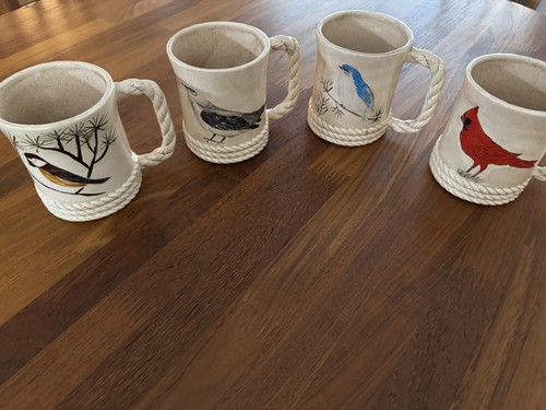 Vintage Duncan Ceramic Hand Painted Bird Mugs 4 Total | eBay
