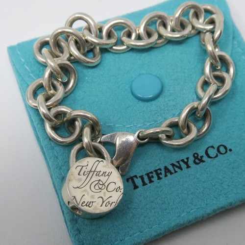 Tiffany & Co Sterling Silver .925 Round "Notes" Locket Chain Link ...