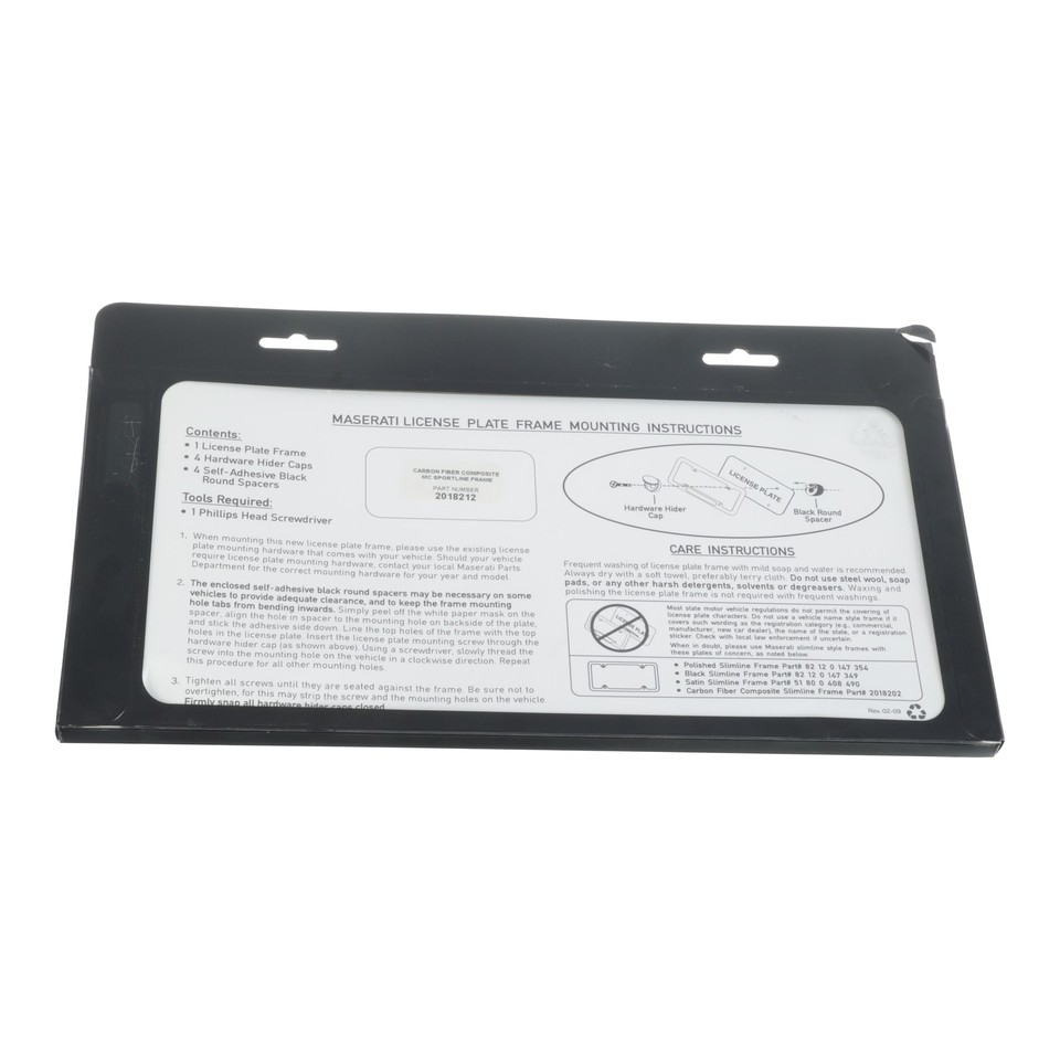 GENUINE MASERATI License Plate Frame Carbon Fiber MC Sport Line Logo ...