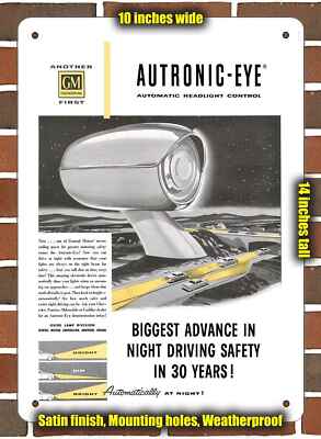 Metal Sign - 1954 GM Autronic Eye Auto Headlight Dimmer- 10x14 inches ...