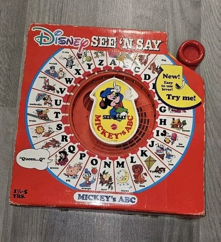 Vintage Disney Mattel Mickeys ABC See N Say Alphabet Learning Toy 1989 ...