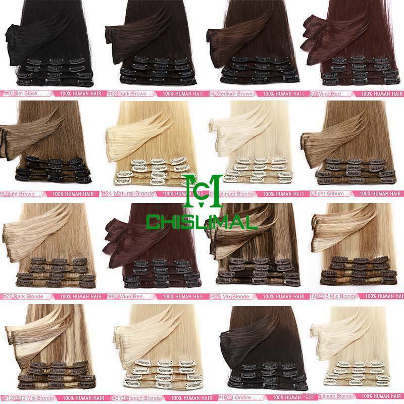 8pcs Clip In Human Hair Extensions 80g 120g 16- 28inch Remy Hair 9A ...