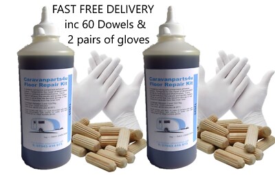 2 x Caravan One Shot floor delamination repair kit + 2 pairs gloves ...