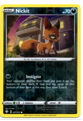 Pokemon Card NICKIT Rare Reverse Holo 047/072 Shining Fates NEW | eBay ...