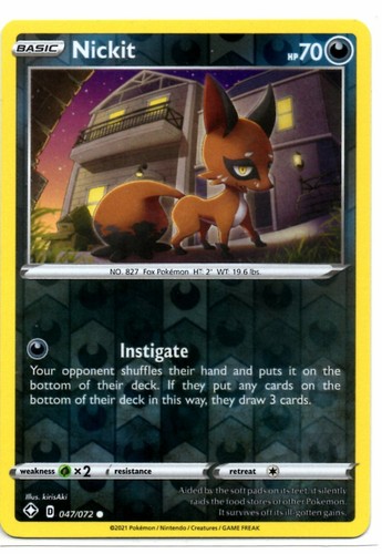 Pokemon Card NICKIT Rare Reverse Holo 047/072 Shining Fates NEW | eBay ...