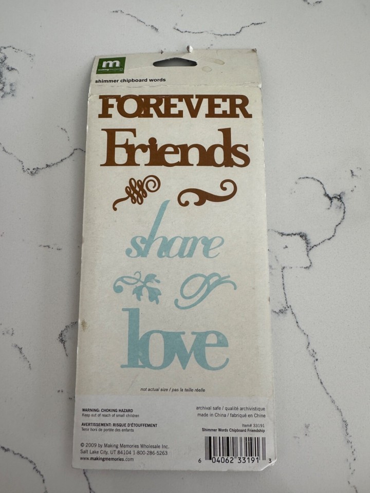 Making Memories 8 Shimmer Chipboard Words ~ Friendship ~ Scrapbooking ...