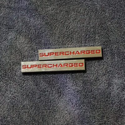 2x Red Silver Chrome Small SUPERCHARGED Metal Emblem Sticker Decal ...