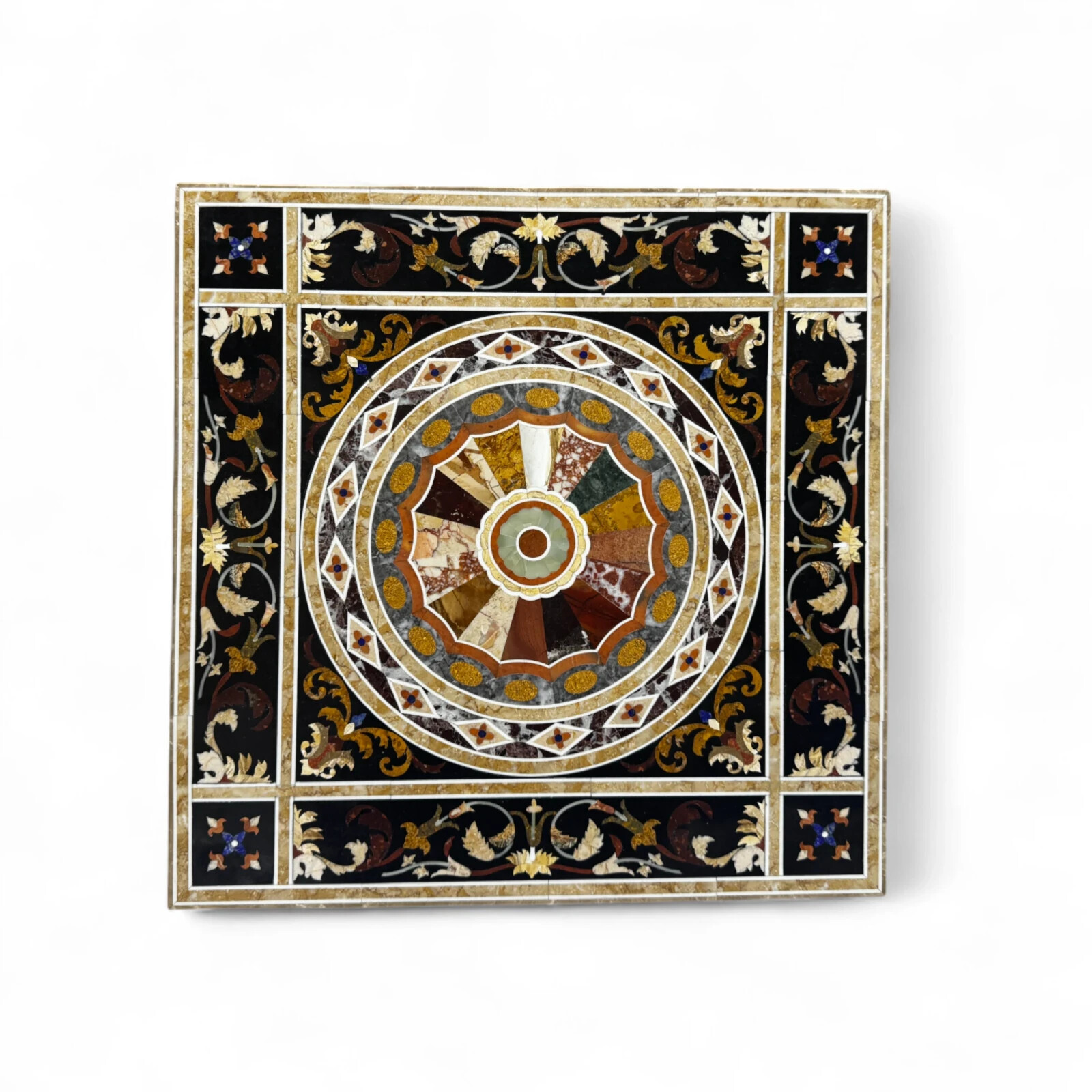 24" Square Marble Table Top Pietra dura Marble Inlay Gemstone Hallway ...