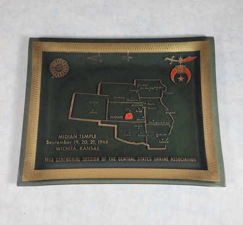 Vintage 1968 Masonic Midian Temple Wichita Kansas Shriners Smokey Glass ...