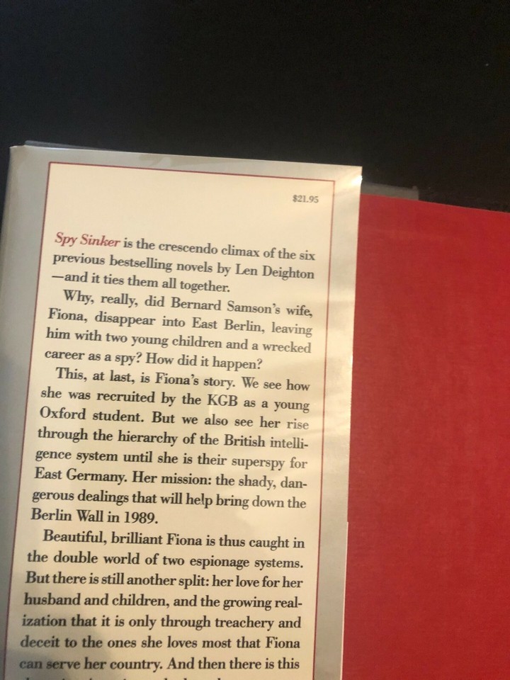 Spy Sinker by Len Deighton (1990, Hardcover) 9780060391188 | eBay