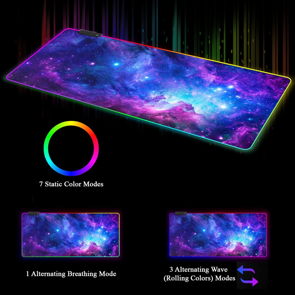 RGB Gaming Mouse Pad - Large LED Gaming Desk Mat with Design (23.6 x 13 ...