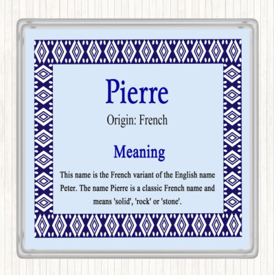 Pierre Name Meaning Drinks Mat Coaster Blue | eBay
