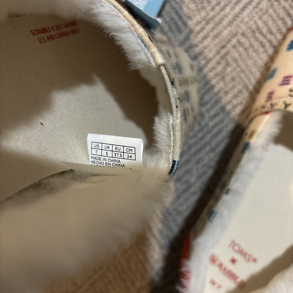 Tom's Scrabble Alpargata Size 7 Womens Sherpa Lined NW | eBay