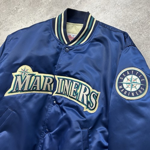 VTG 90s MLB SEATTLE MARINERS STARTER AUTHENTIC DIAMOND COLLECTION SATIN ...