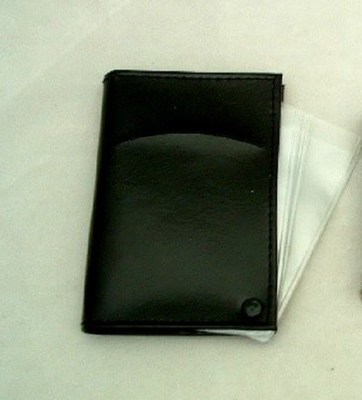 Black Genuine Leather Card Case with 10 Plastic Inserts | eBay