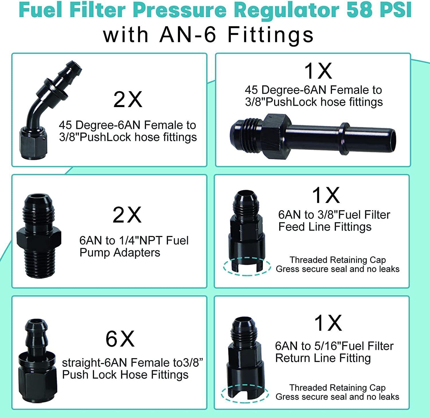 Fuel Injection Line Fitting Adapter Kit EFI FI w/Filter/Regulator LS ...