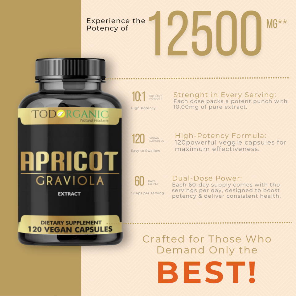 Vegan Dietary Supplement - Apricot and Graviola Extract 120 Capsules ...