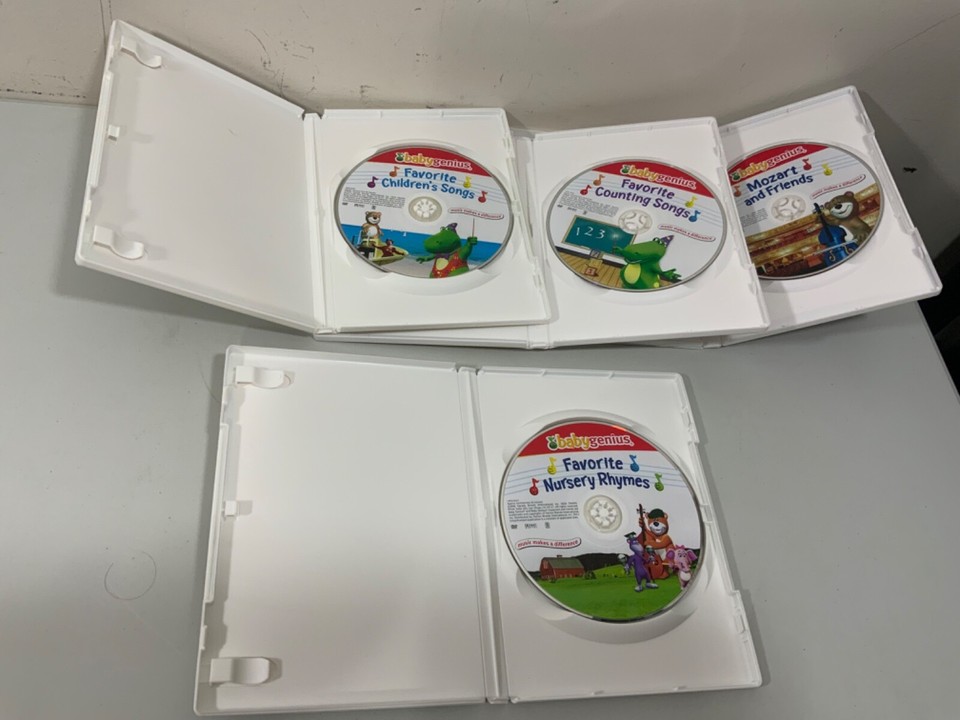 4 BABY GENIUS DVDS FAVORITES CHILDRENS SONGS, COUNTING, NURSERY RHYMES ...