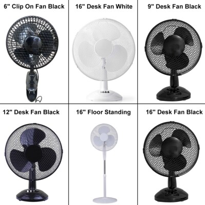 6'' 9'' 12'' 16'' Pedestal Oscillating Stand Fan Desk 2/3 Speed Fan ...
