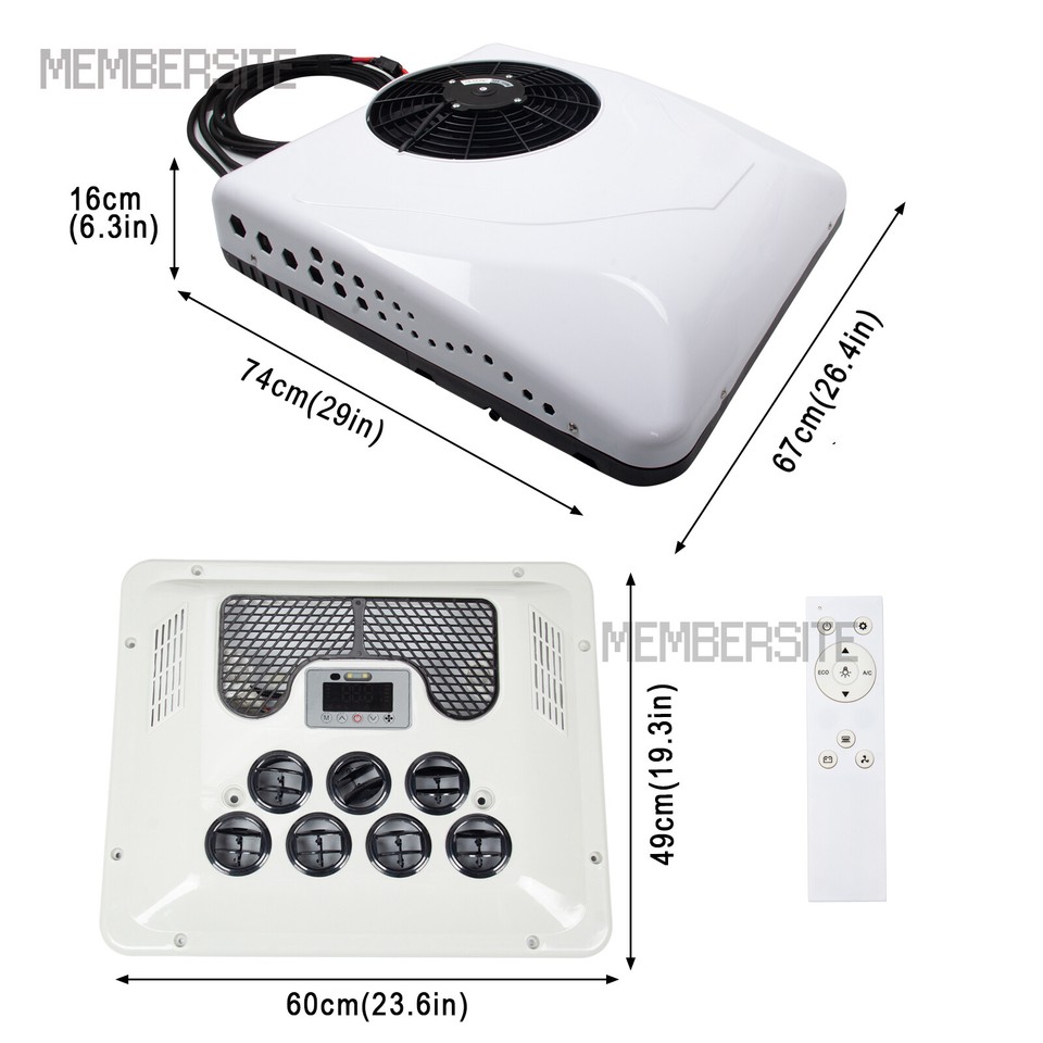 12V RV Air Conditioner Kit Heat & Cool Rooftop Trailer Electric AC Unit ...