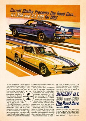 1967 Shelby G.T. 350 and G.T. 500 AD POSTER 24 X 18 INCH SWEET! | eBay