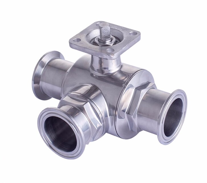 2-1/2" Sanitary 3-Way Ball Valve T-Port Tri Clamp Quick Ferrule SS304 ...