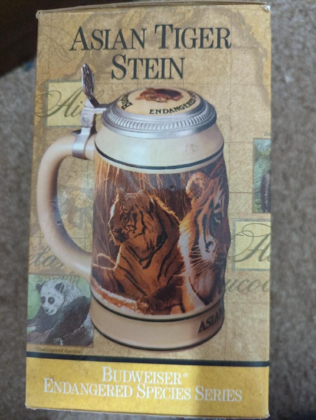 Anheuser Busch Budweiser Asian Tiger Beer Stein Endangered Species COA ...