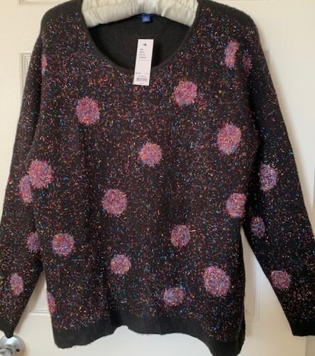 Apt.9 Terrific Roundneck sweater XXL Longslv Black with sparkly detail ...