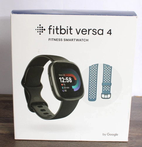 Fitbit Versa 4 Fitness Smartwatch Bundle w/ Extra Bands, Graphite ...